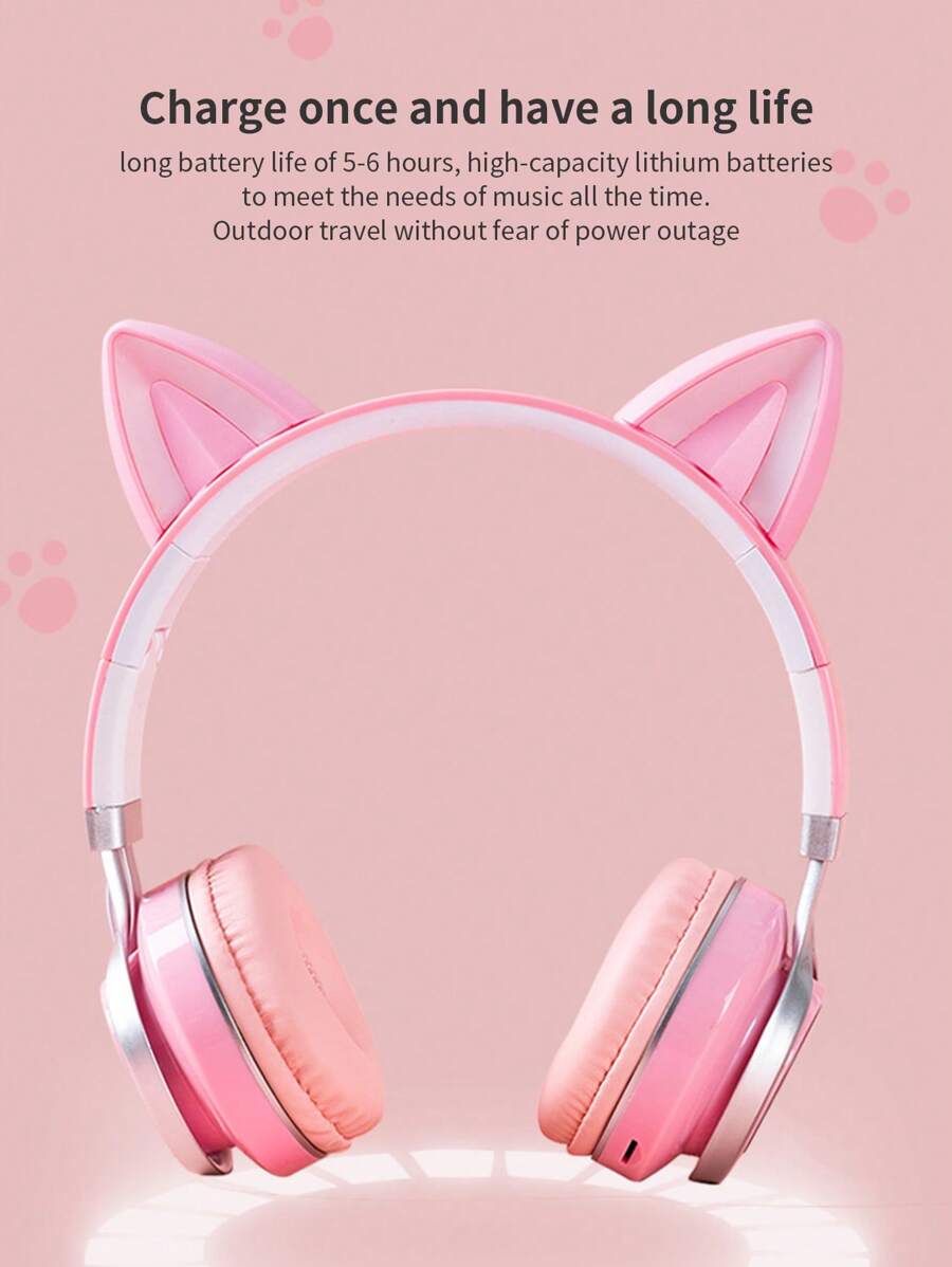 Headset Cat Headset Wireless Light-Emitting Headset Computer Gaming ...