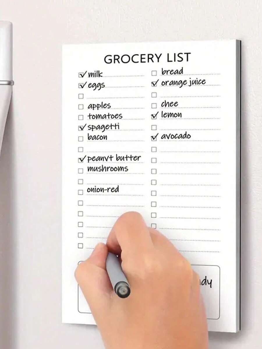 1pc Fridge Magnetic Shopping List Pad, White Magnetic Memo Pad, Fully ...