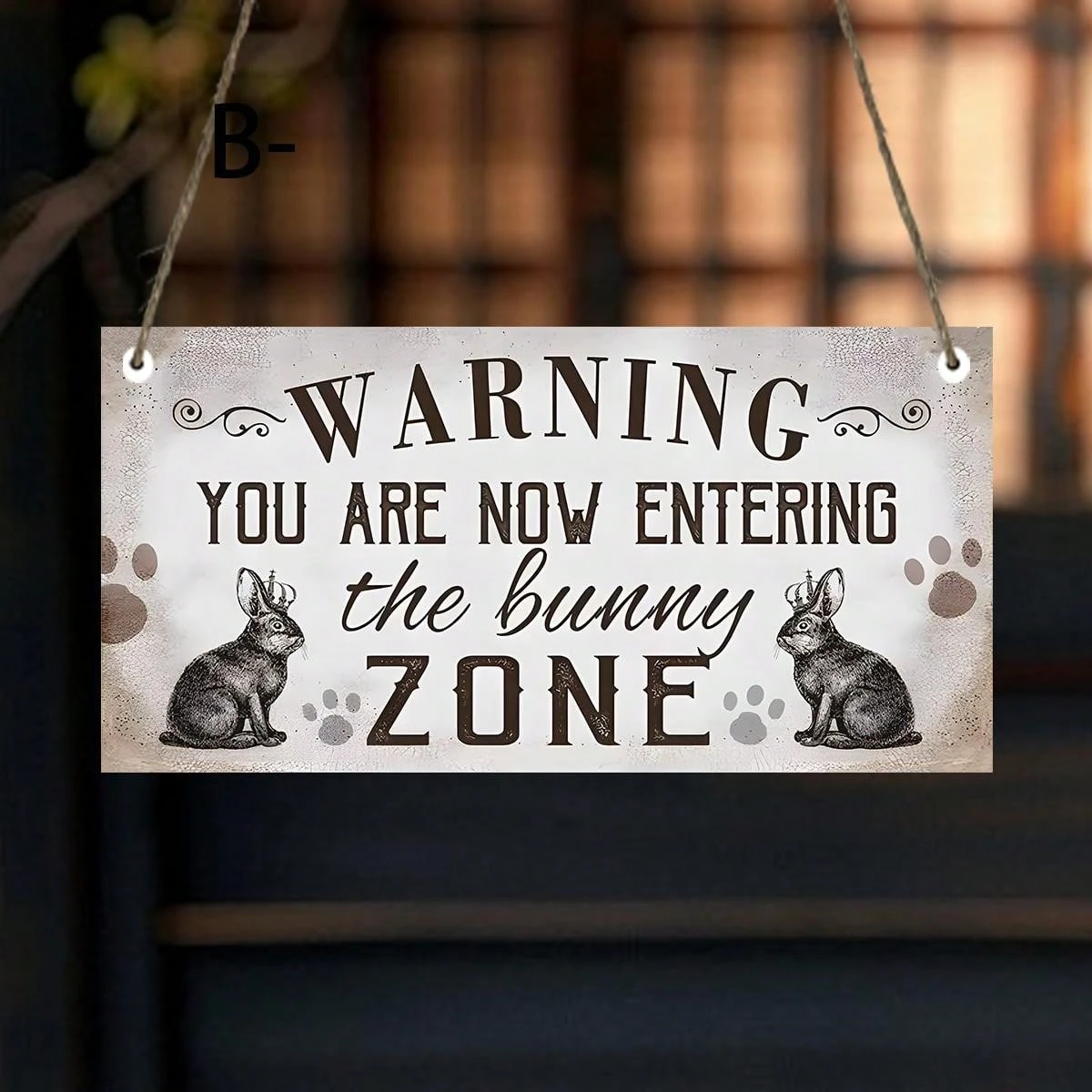 Glamorous Easter Bunny District Wooden Sign - Rustic "Warns You Enter ...