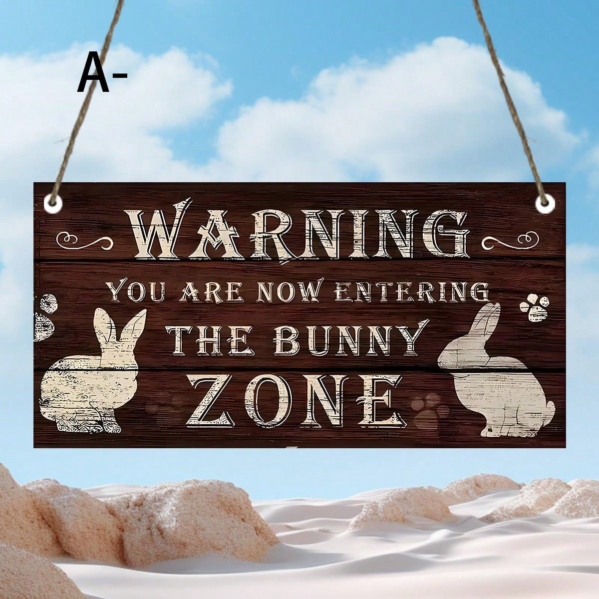 Glamorous Easter Bunny District Wooden Sign - Rustic "Warns You Enter ...