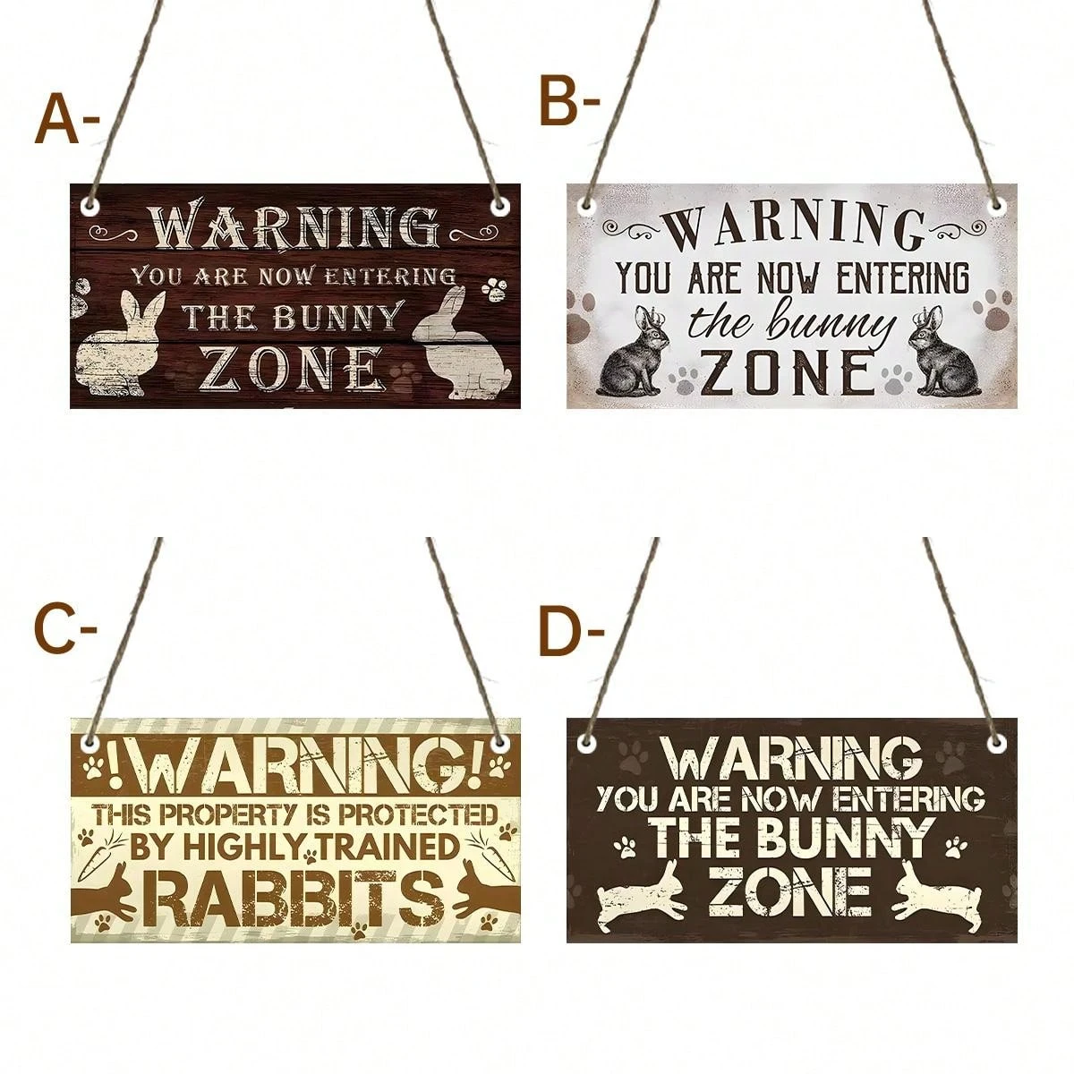Glamorous Easter Bunny District Wooden Sign - Rustic "Warns You Enter ...