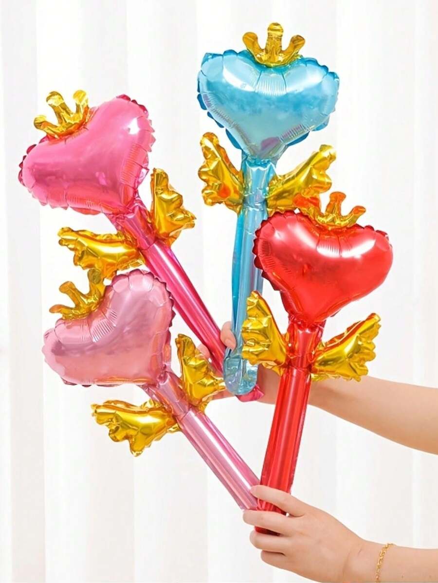 10pcs Cartoon Cute Hand Waving Scepter & Mini Crown Wing Balloons ...