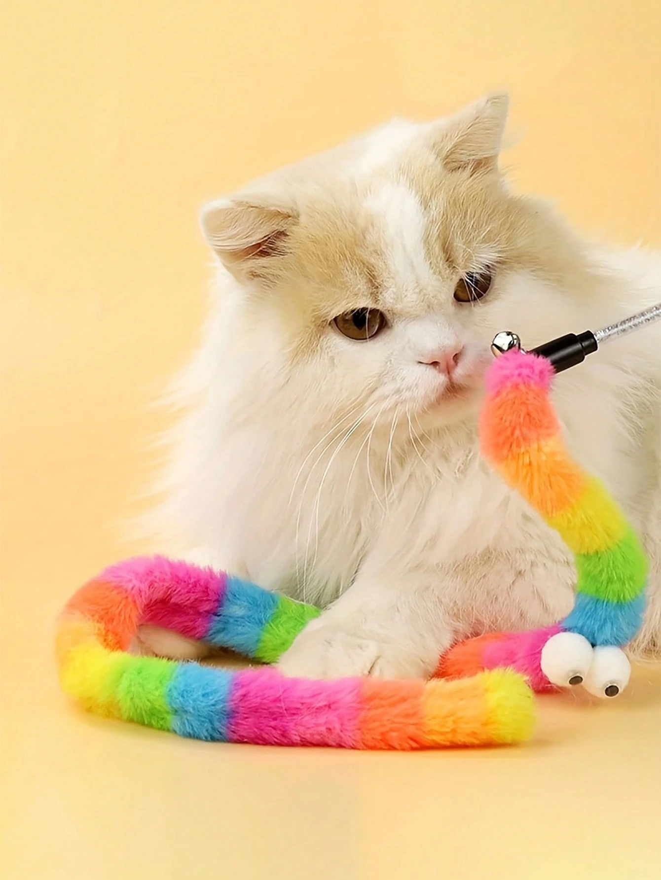 Colorful Plush Caterpillar Rattle Stick Cat Toy - Interactive Play And ...