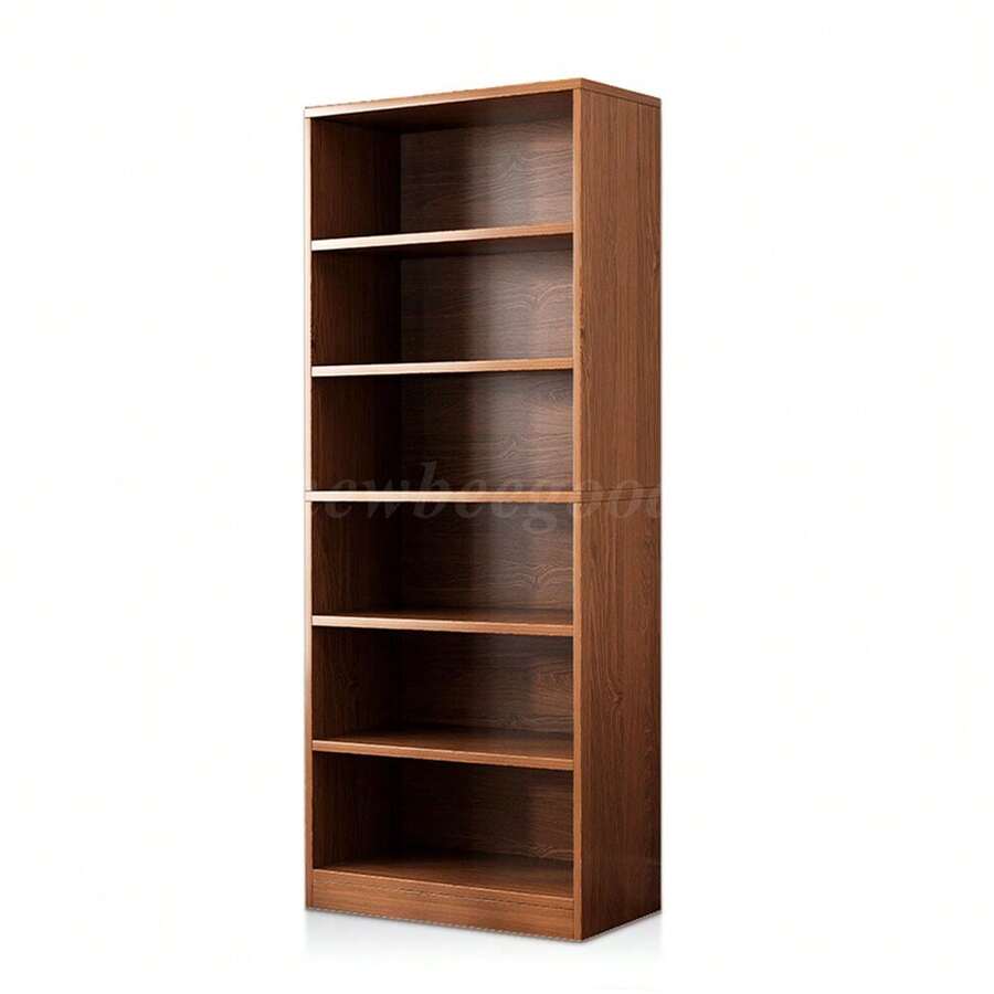 6 Tier Bookcase Storage Organizer Wood Office Shelving Bookshelf Open ...