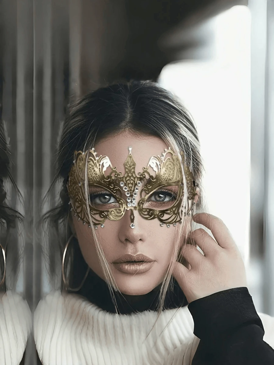 1pc Golden Spirit Masquerade Mask, Half Face Decoration Prop For ...