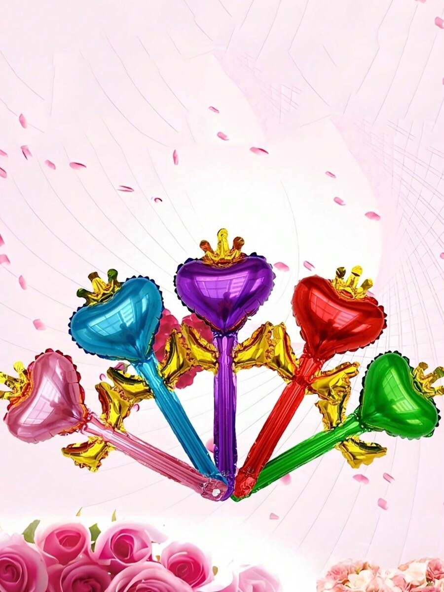 10pcs Cartoon Cute Hand Waving Scepter & Mini Crown Wing Balloons ...