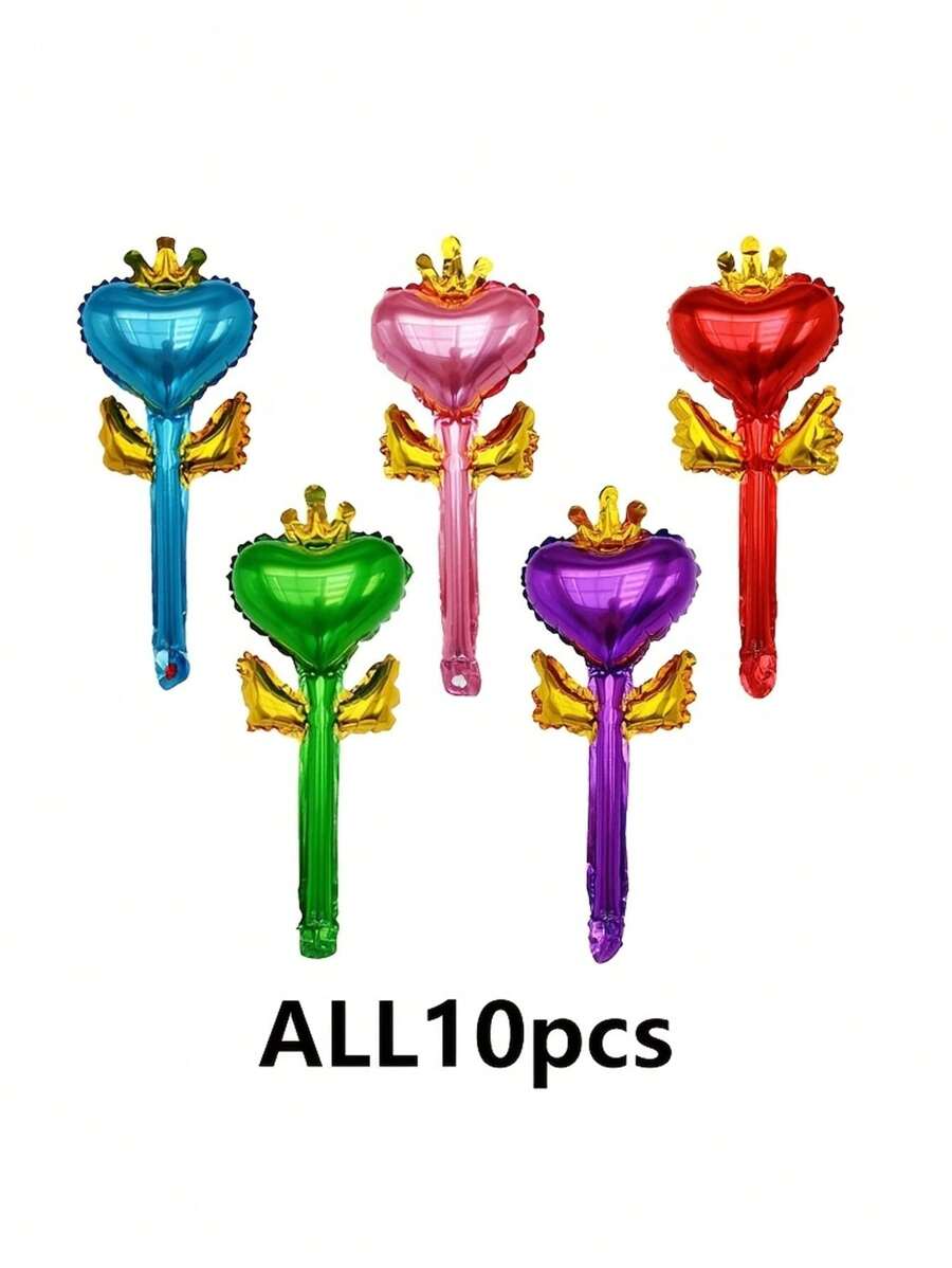 10pcs Cartoon Cute Hand Waving Scepter & Mini Crown Wing Balloons ...