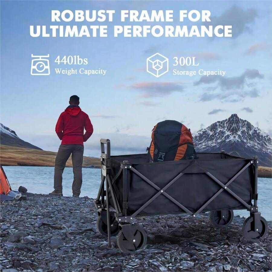 Foldable Wagon Collapsible Folding Cart: Portable Utility Pull Carts ...