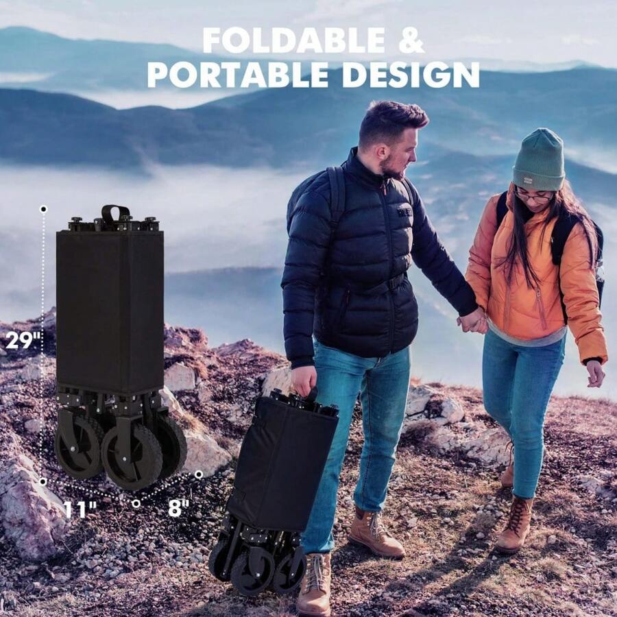 Foldable Wagon Collapsible Folding Cart: Portable Utility Pull Carts ...