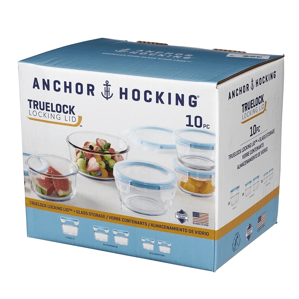 Anchor Hocking TrueLock Locking Lid Glass Food Storage Containers, 10 ...