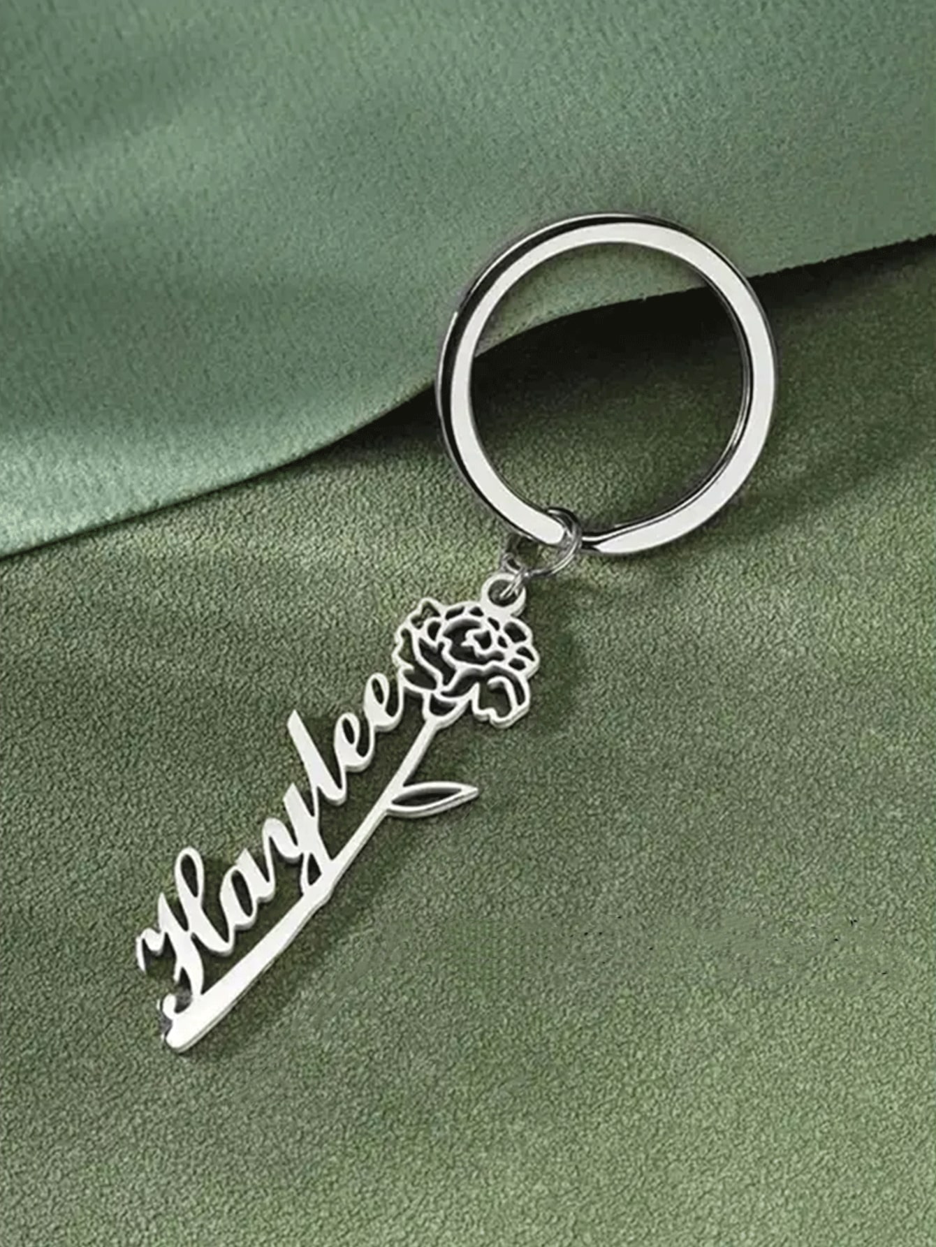 1 Personalized Stainless Steel Rose Keychain With Custom Engraved Name ...