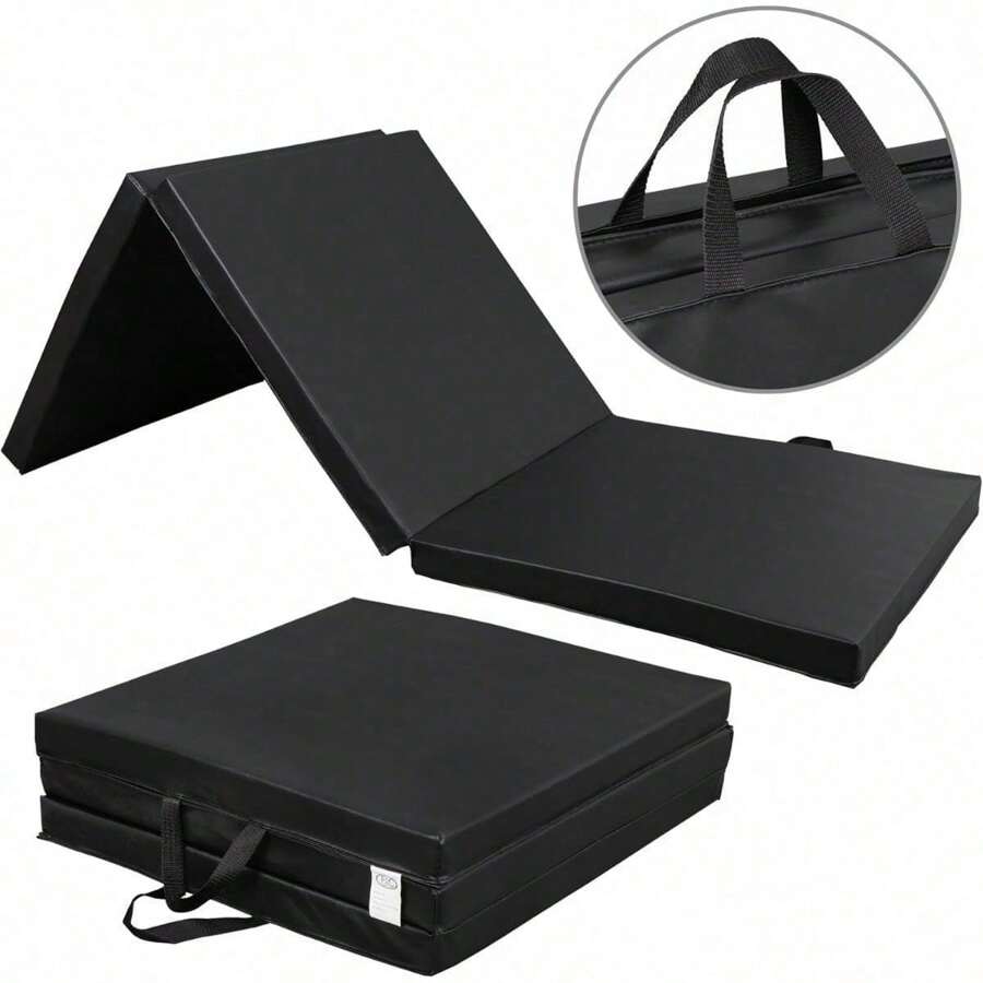 2'' Thick Tri-Fold Folding Gym Exercise Mat Extra Thick Gymnastics Mat ...