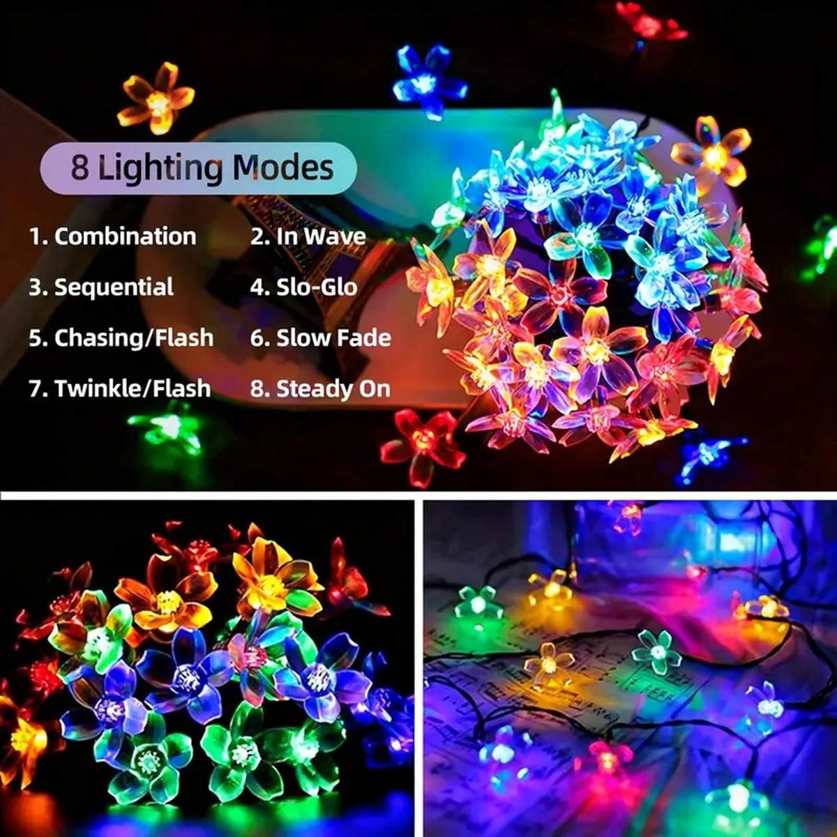 1 Piece Of Outdoor Decorative LED Solar Cherry Blossom String Lights ...