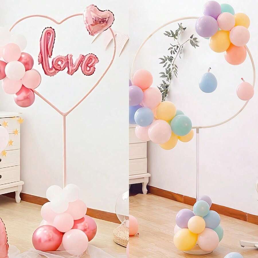 1 Set Heart-Shaped / Round Circle Balloon Column Reusable Arch Stand ...