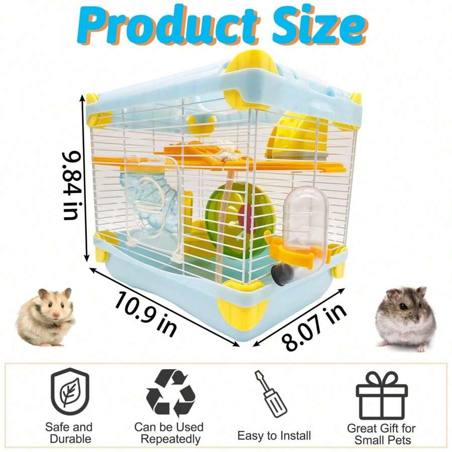 Portable Hamster Cage 2 Layers Dwarf Hamster Habitat Small Animal ...