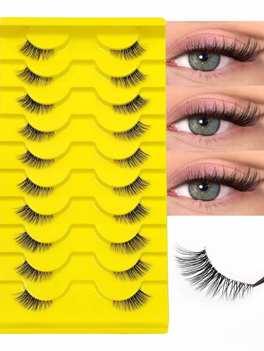 Asiteo 10 Pairs Half Eyelashes,Natural Look Soft And Wispy False ...