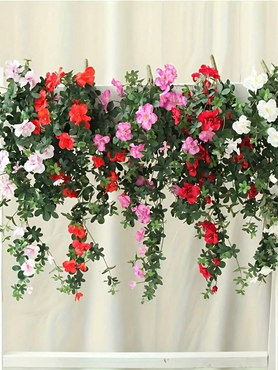 1pc Artificial Azalea Flower Wall Hanging, Fake Flowers For Wedding ...