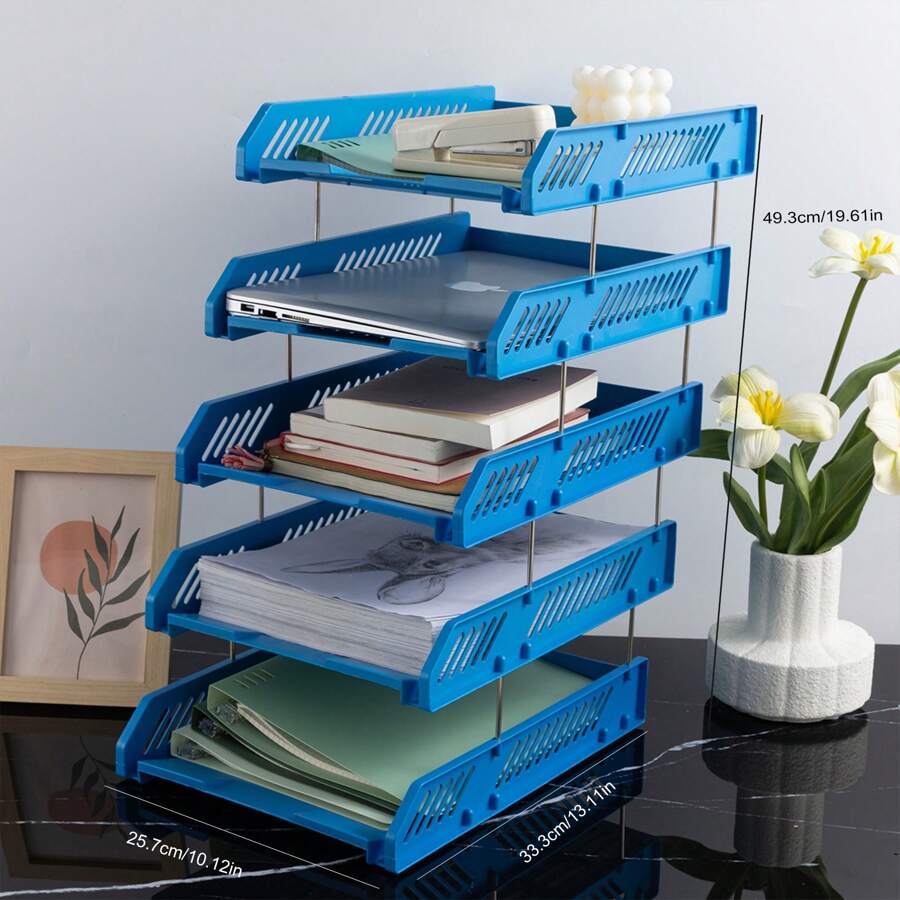 5-Layer Plastic File Tray, Desk Organizer For Office Supplies ...