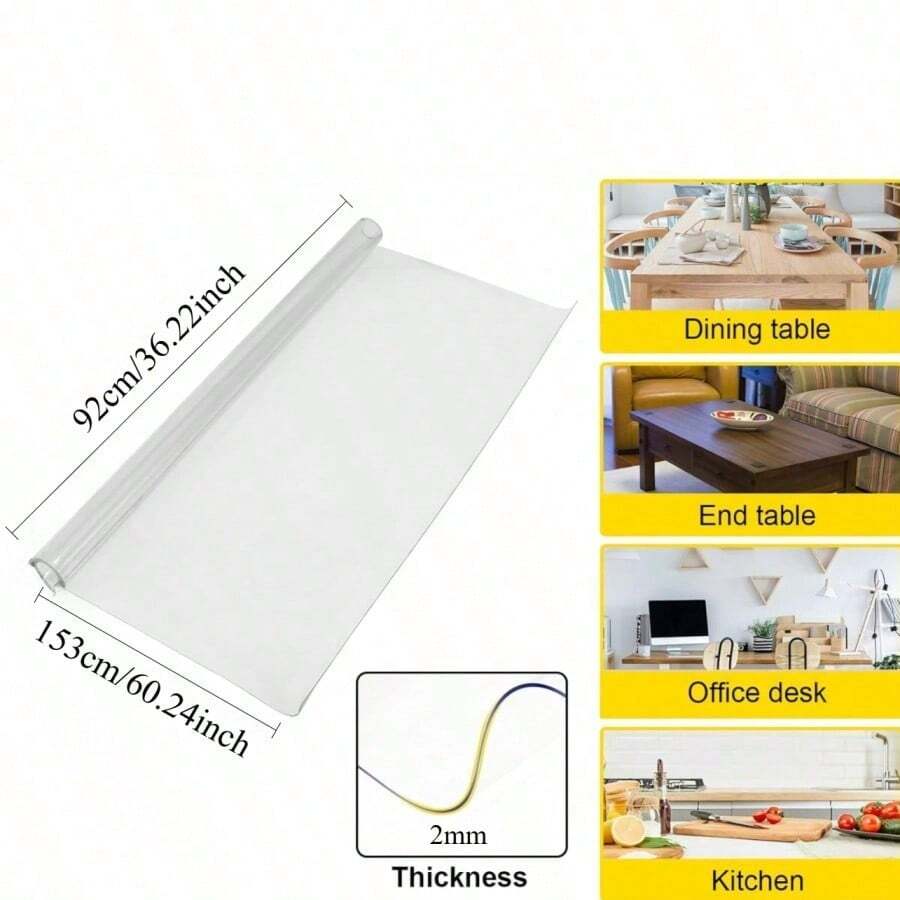 36 X 60 Inch Clear PVC Table Cover Protector, 2mm Thick Rectangular ...