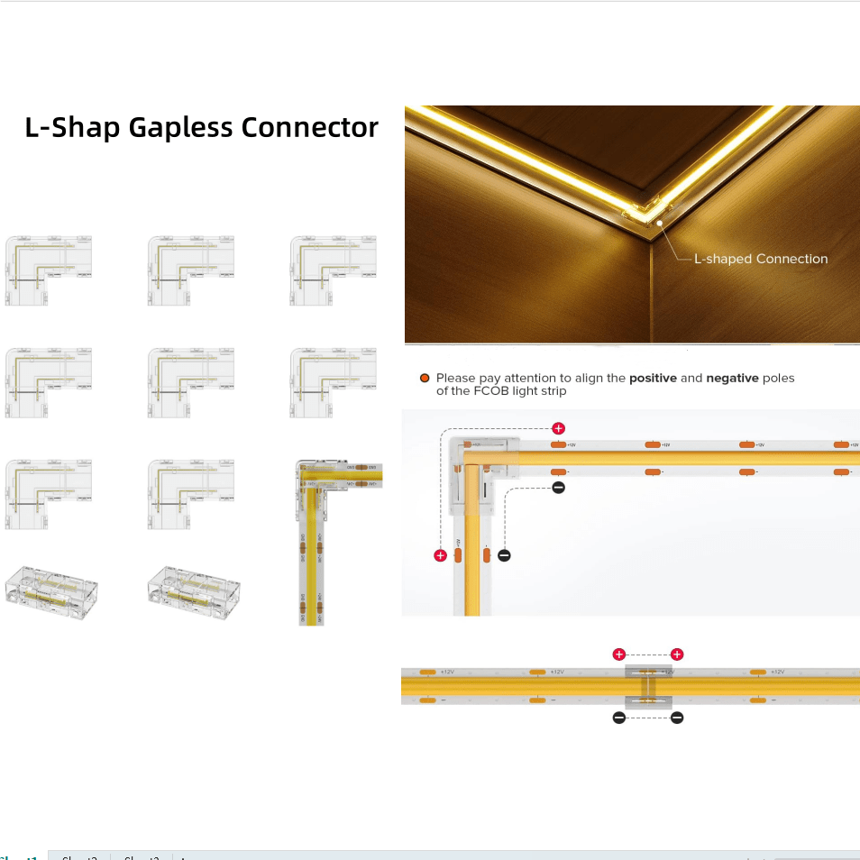 Ueyama Conector COB de 8mm/10mm, 8 Peças Conectores em L/Canto, Clipes ...