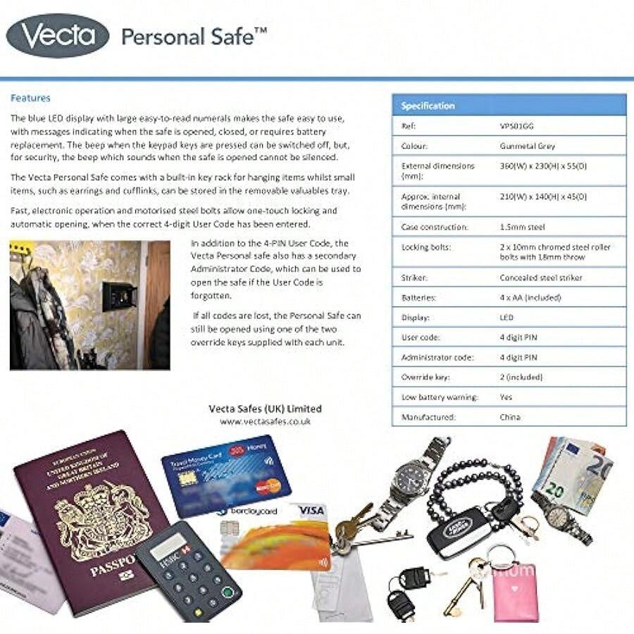 Slim Electronic Key And Valuables Wall Safe For Vehicle Home Office ...