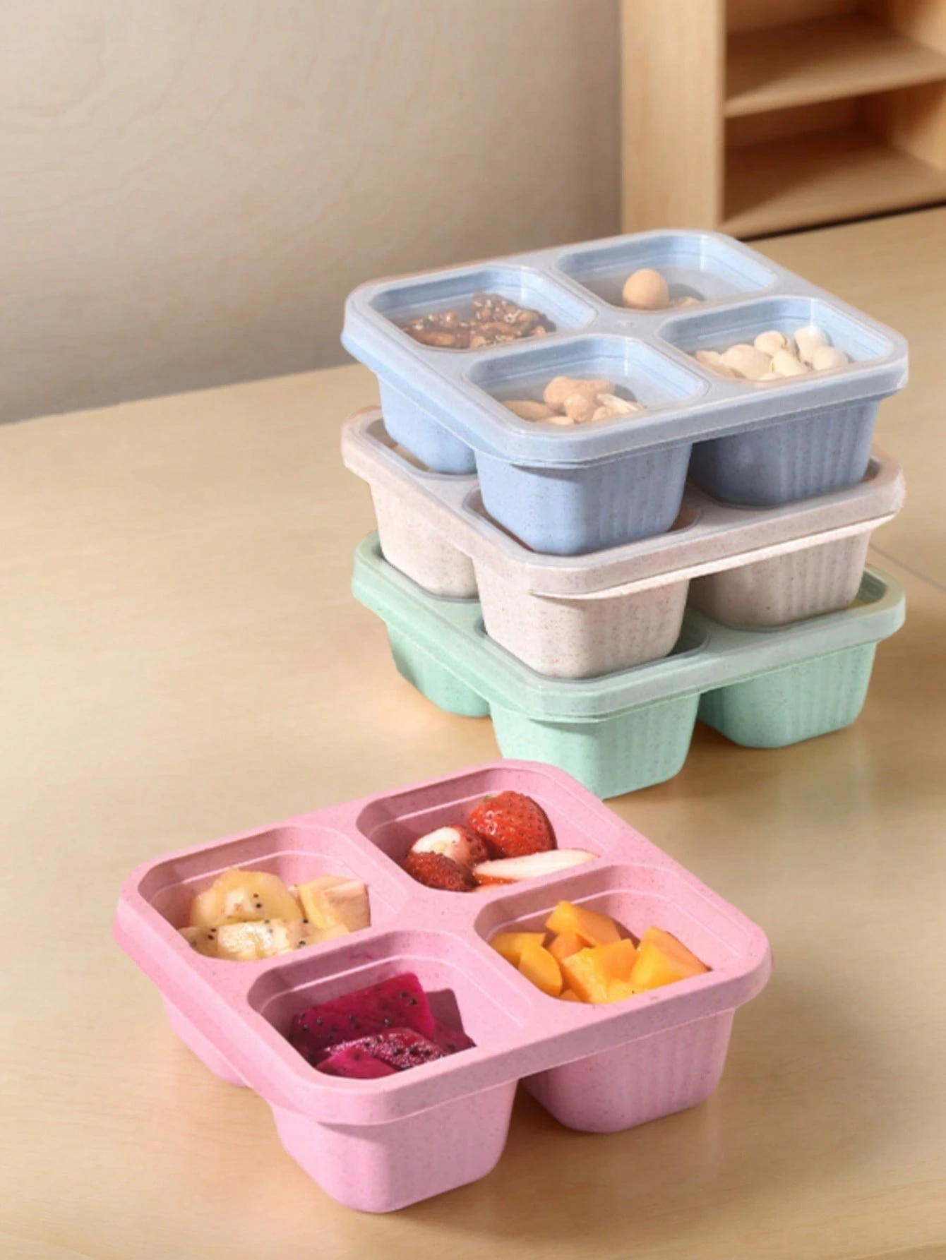 1pc Random Color Snack Containers, Divided Bento Lunch Box With ...