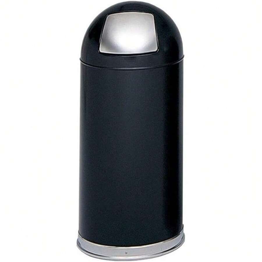 Push Door Dome Top Trash Can, 15 Gallon Stainless Steel Garbage Can For ...