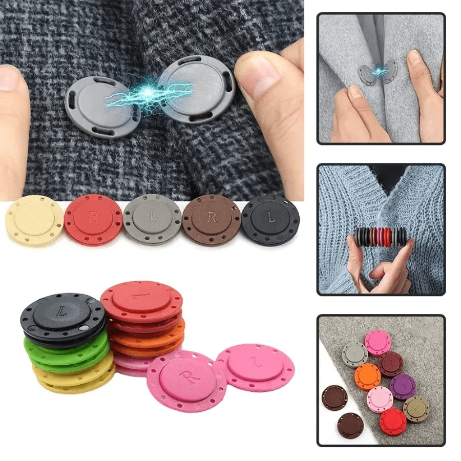 5 Pairs Invisible Magnetic Snaps - Black Plastic Sewing Buttons, For ...