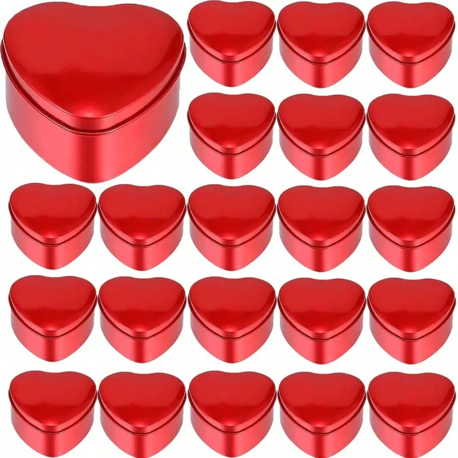 1/5/10Pcs Valentine's Day Red Heart Metal Boxes With Lids - Odorless ...