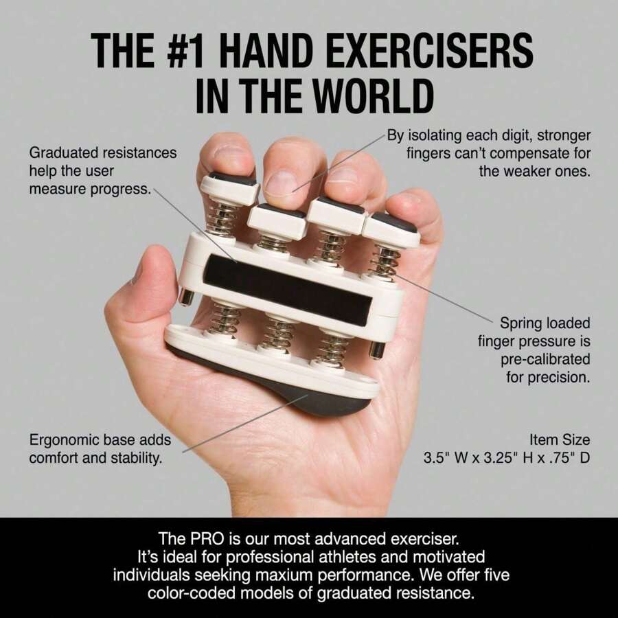 Exerciser, Finger Exerciser (Hand Grip Strengthener), Spring-Loaded ...
