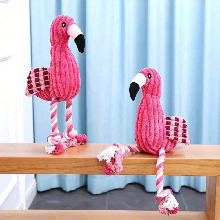 1 Pc Cute Cartoon Flamingo Plush Squeaky Dog Toy, Can Entertain Dogs ...