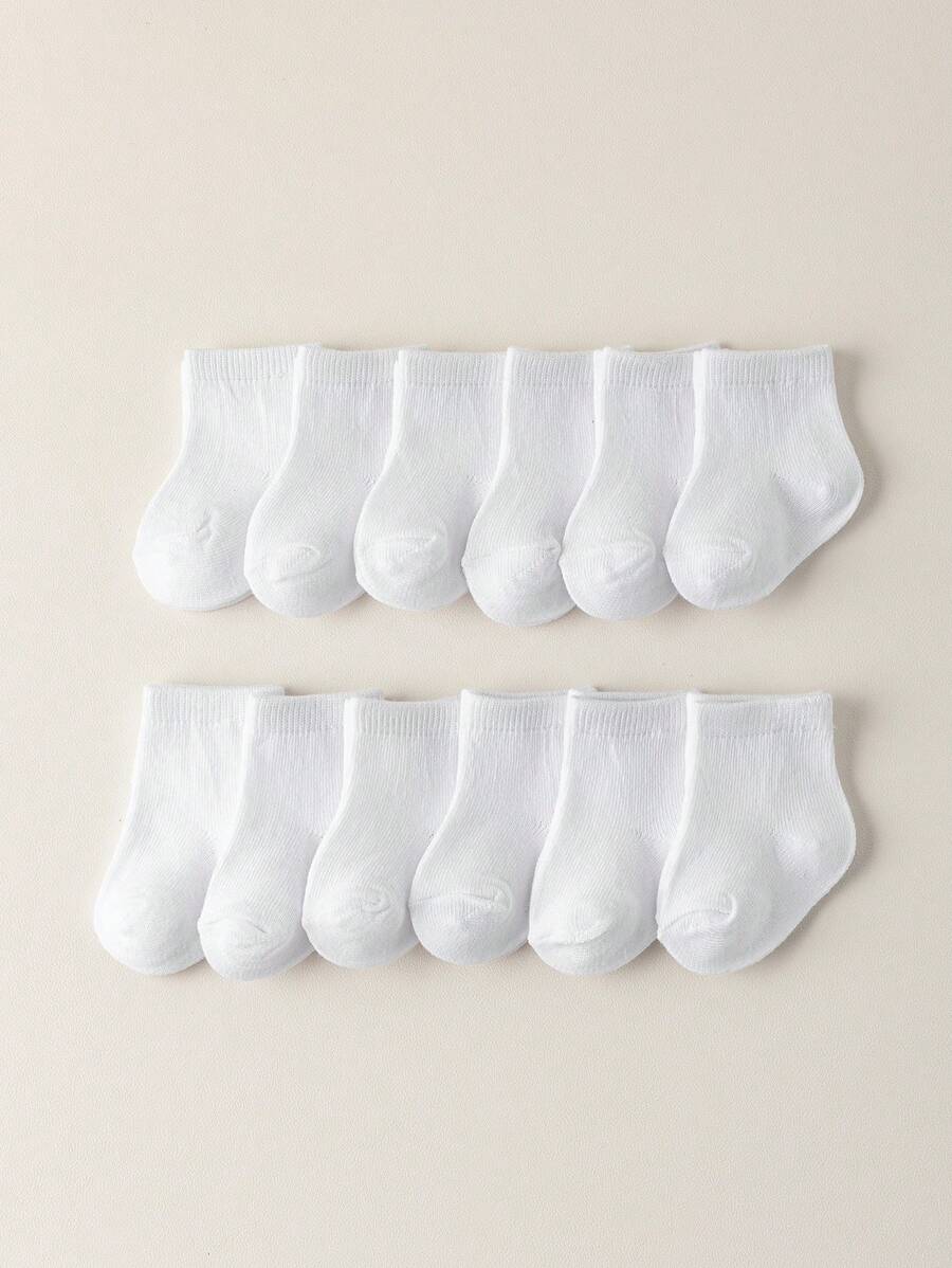 12/20 Pairs Pure White Baby Socks - Soft & Comfortable Unisex Fashion ...