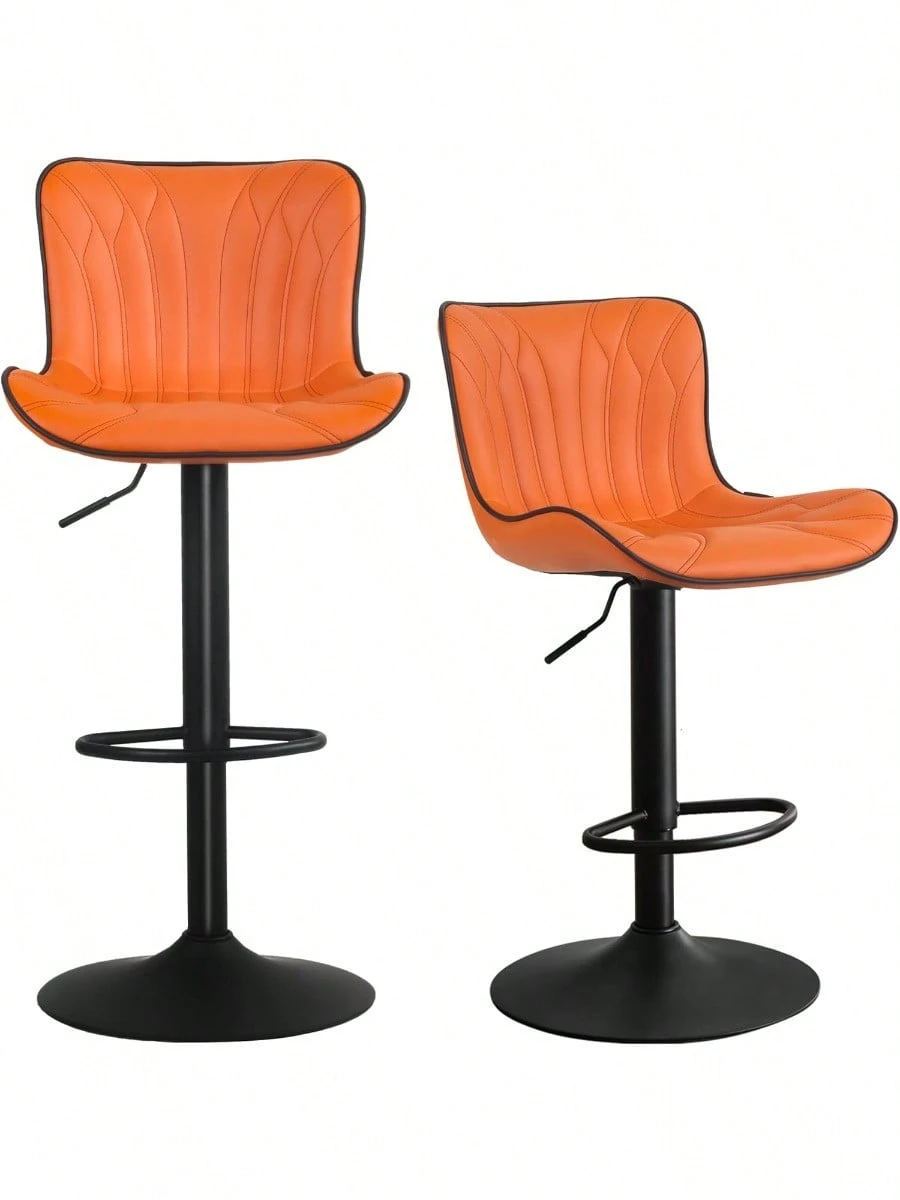 Bar Stools Set Of 2 Orange Barstools Adjustable Counter Height Stools ...