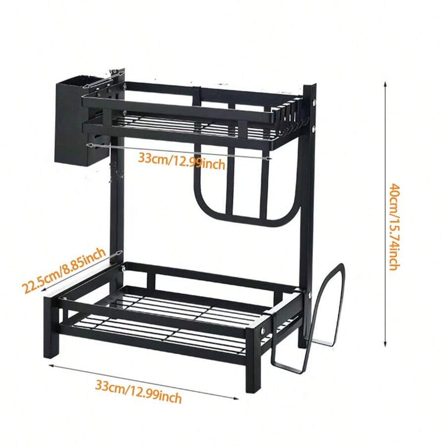 Perforation-Free Storage Rack Black Kitchen Seasoning Rack Knife Rack ...