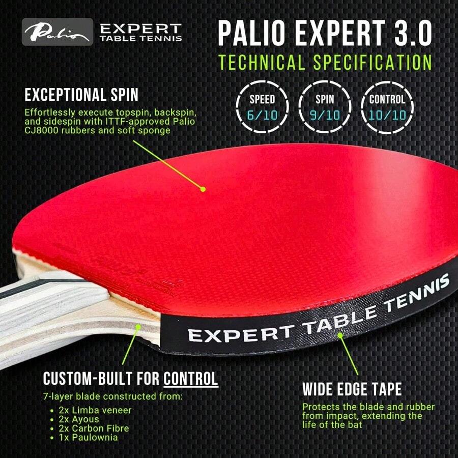 Palio Expert 3.0 Table Tennis Bat And Case | ITTF Approved High-Performance Ping Pong Racket For ...