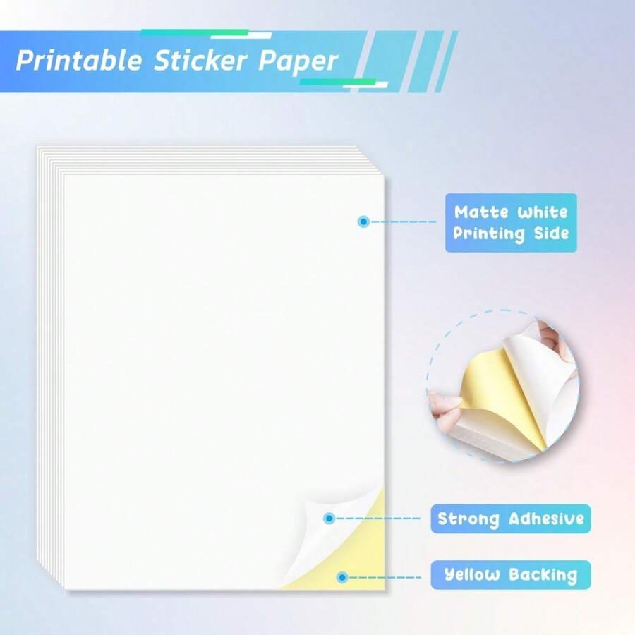 Printable Sticker Cardstock Paper,8.27''x11.69'' A4 Self Adhesive ...