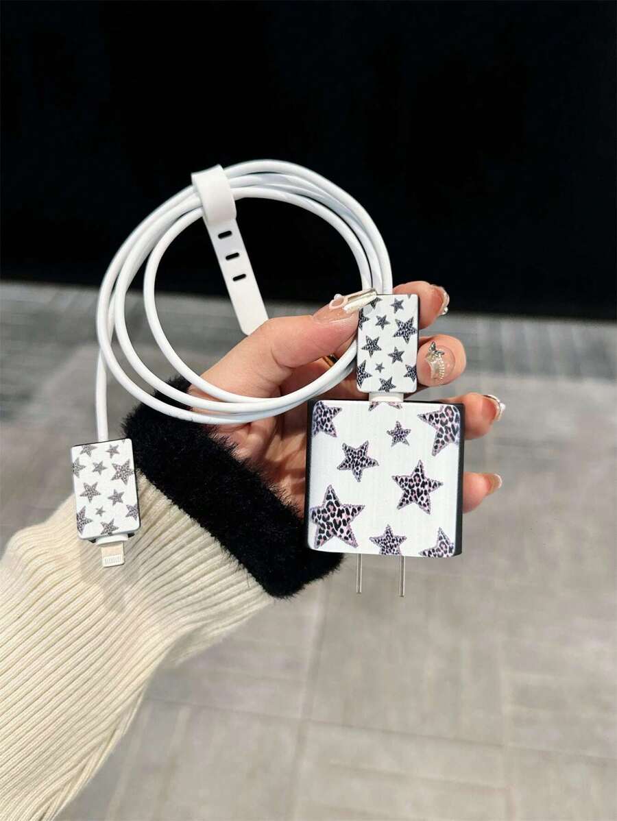 Minimalist Apple Charger Leopard & Star Pattern Protective Case ...