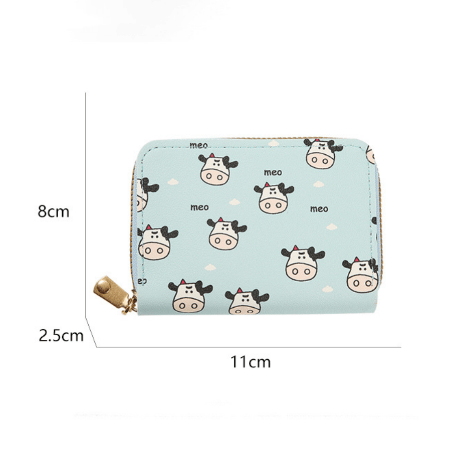 Cute Cow Pattern Coin Purse Girls PU Leather Students Pocket Zipper Key ...