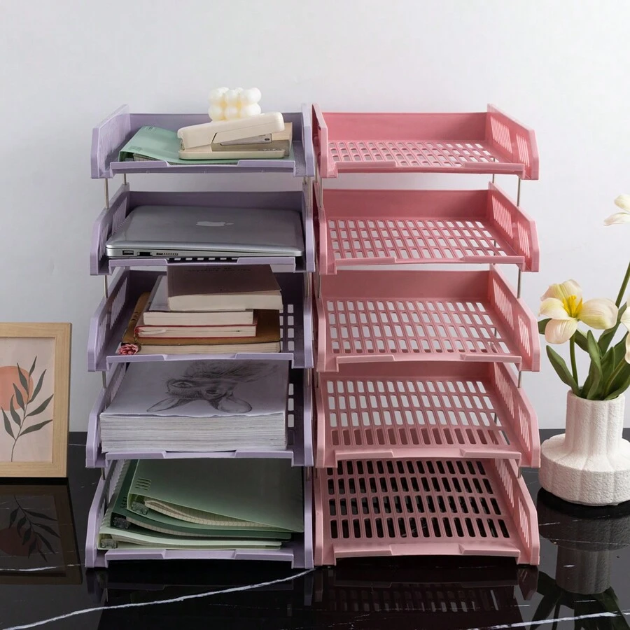 5-Layer Plastic File Tray, Desk Organizer For Office Supplies ...