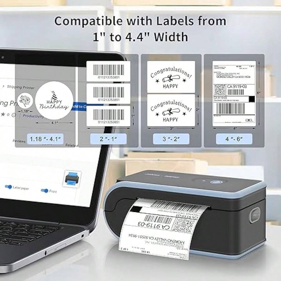 Bluetooth Shipping Label Printer 4x6 Wireless Thermal Label Printer For ...
