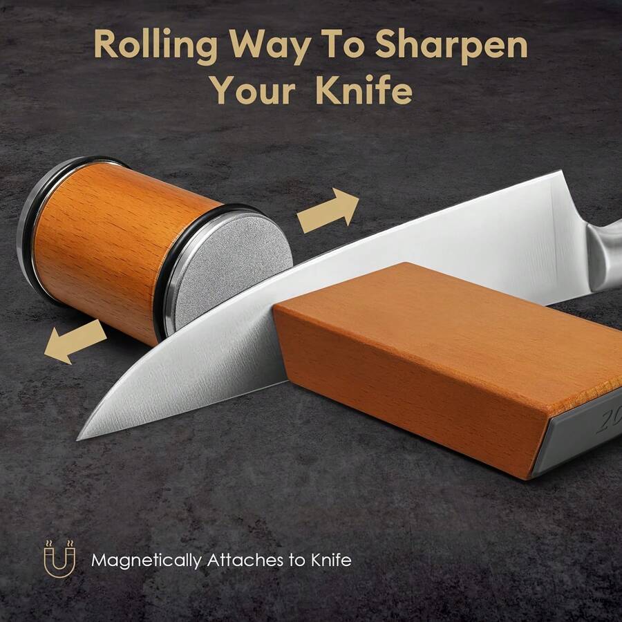 Knife Sharpener, Roller Sharpener Set, Kitchen Knife Sharpener With ...