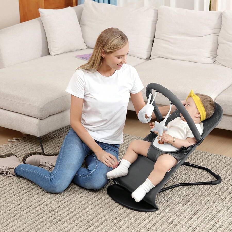 Baby Bouncer, Portable Baby Bouncer Seat For Babies 0-18 Months, 3 ...