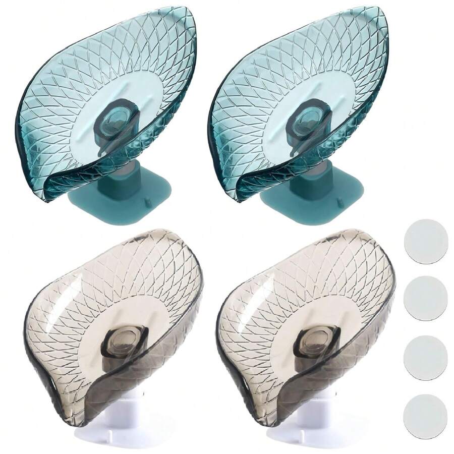 2pcs/4pcs New Leaf Shaped Suction Cup Soap Dish, Wall Mounted Bathroom ...