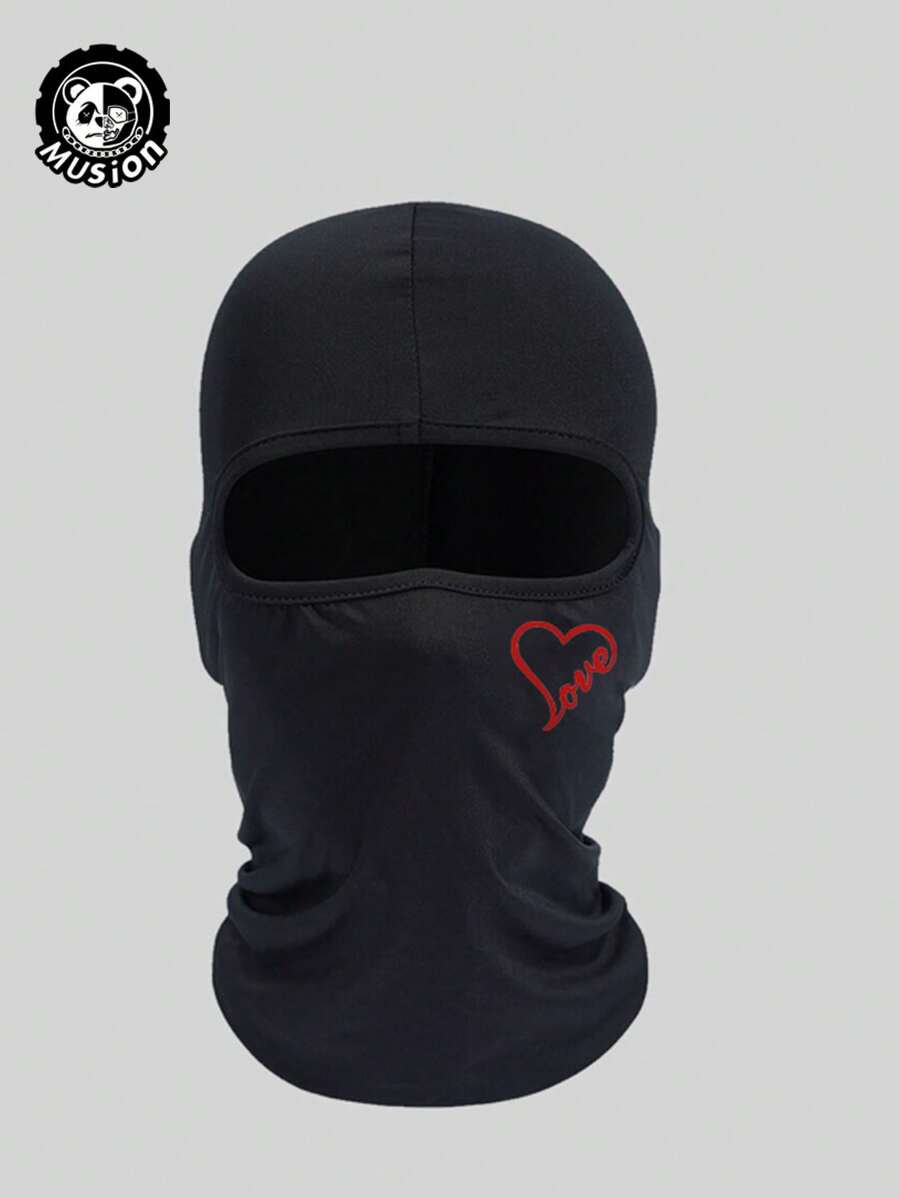 Musion 1pc Heart Print Ski Mask Balaclava Face Mask For Men UV ...