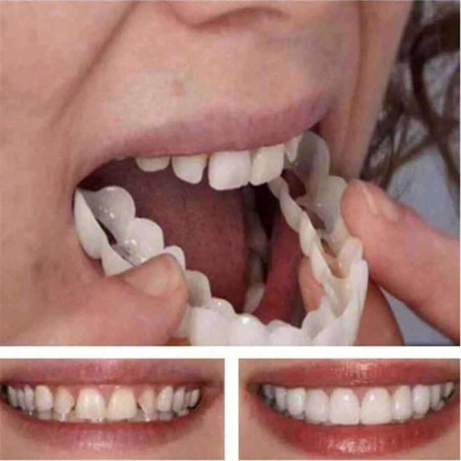 1 Set Silicone Dentures, Tooth Sticker, Fake Teeth. Soak In Hot Water ...