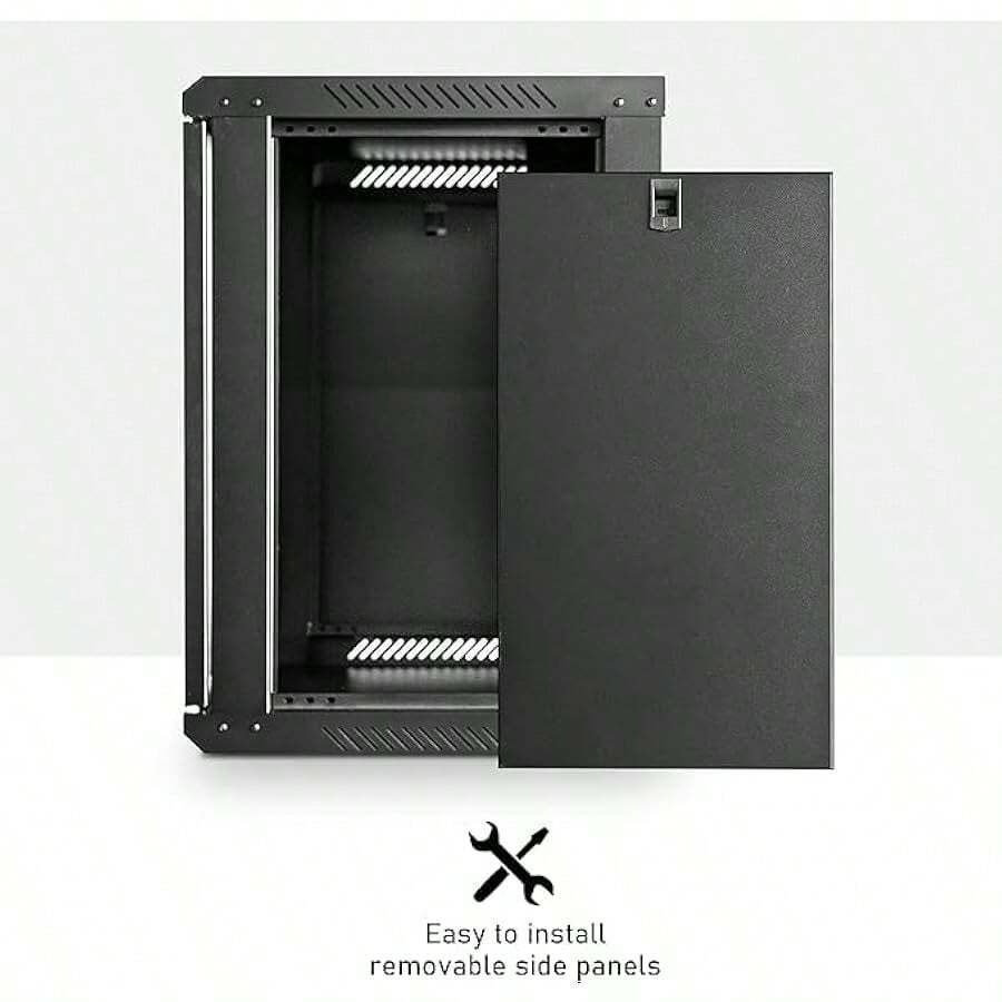 12U 450mm Deep Wall Mount 19 Inch Black Storage Rack For Home Office ...