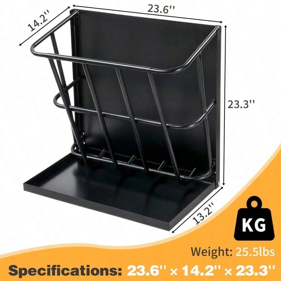 Large Capacity Hay Feeder With Detachable Grain Tray, Heavy Duty Steel 2 In 1 Hay Rack, Multiple ...