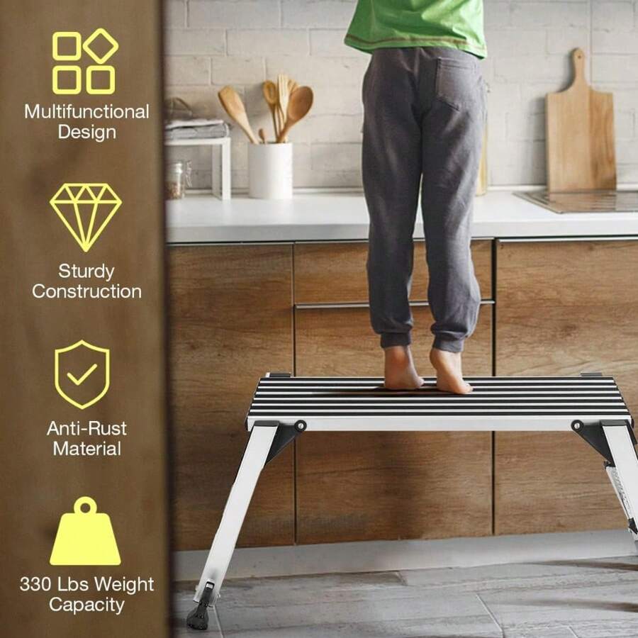 Aluminum Platform Non-Slip Folding Work Bench Drywall Stool Ladder ...