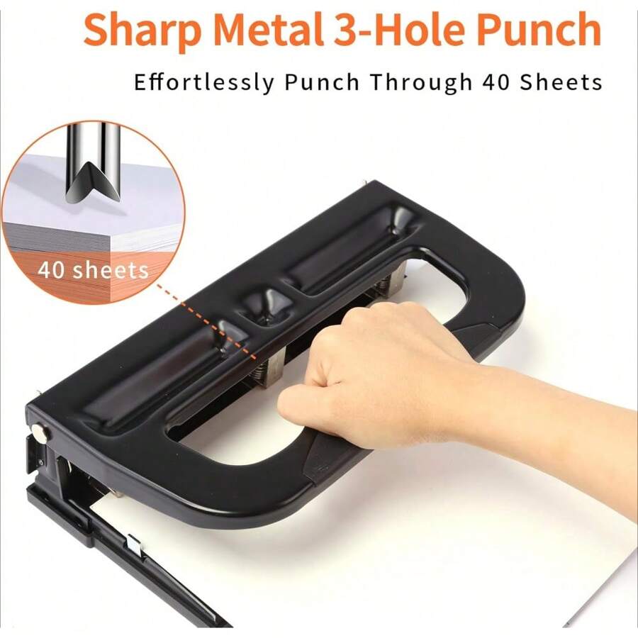 3 Hole Punch Desktop Hole Puncher 2-3 Holes Adjustable 40 Sheet Punch ...