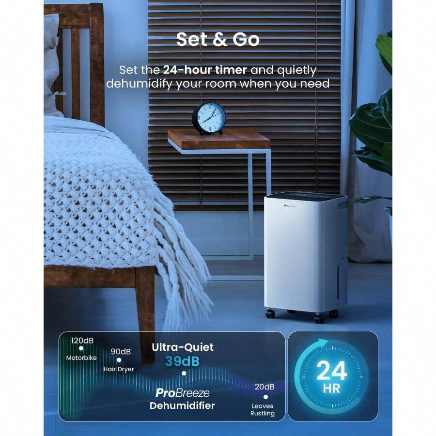 ProBreeze 6L Compressor Dehumidifier With 2L Water Tank Laundry Ying ...